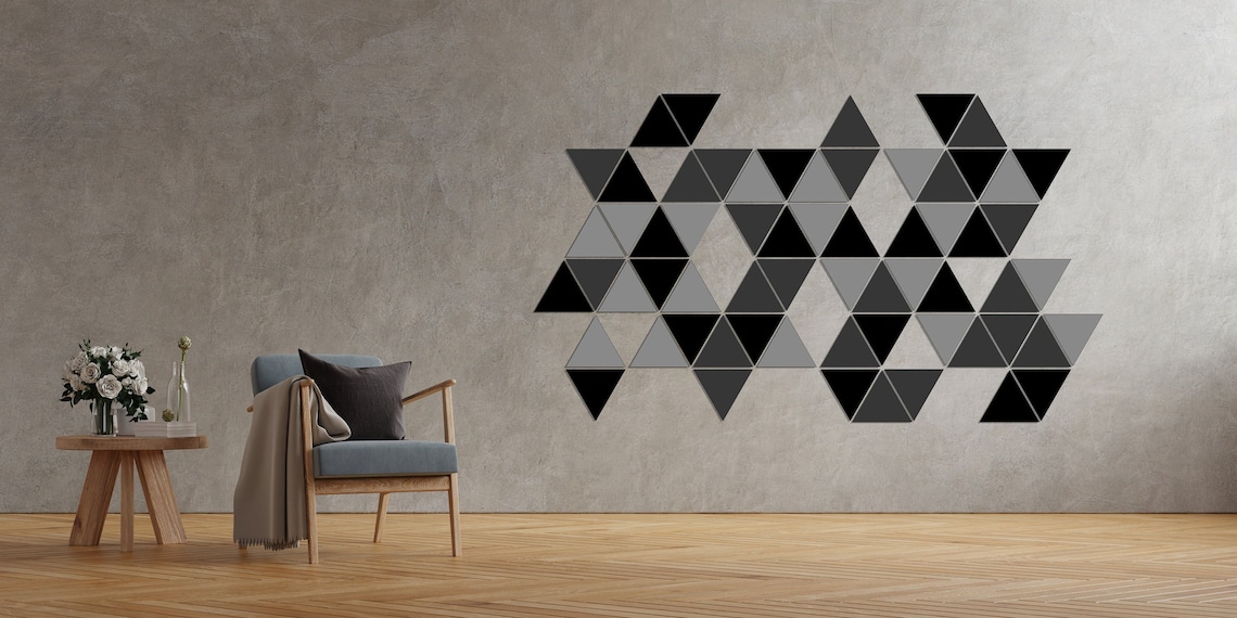 Wooden Triangle Wall Art Large Wood Tiles Home Decor - Etsy
