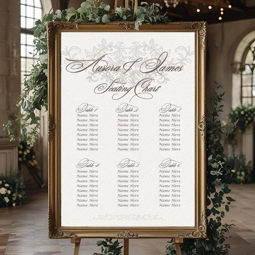 Elegant and Gothic Wedding Guest Seating Chart Plan- Editable Template ...