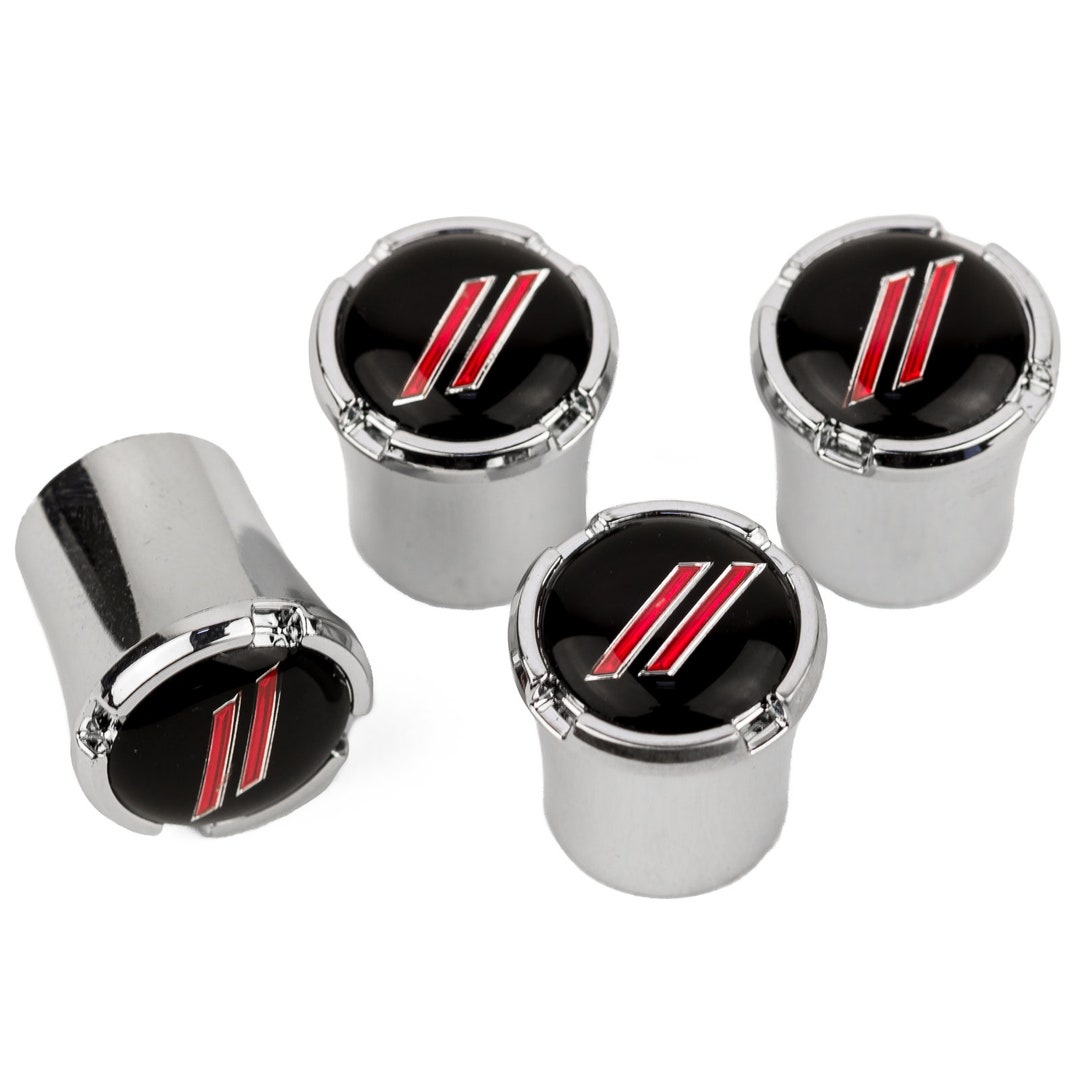 Hash Stripe Logo Chrome Valve Cap for Challenger Charger Corvette ...