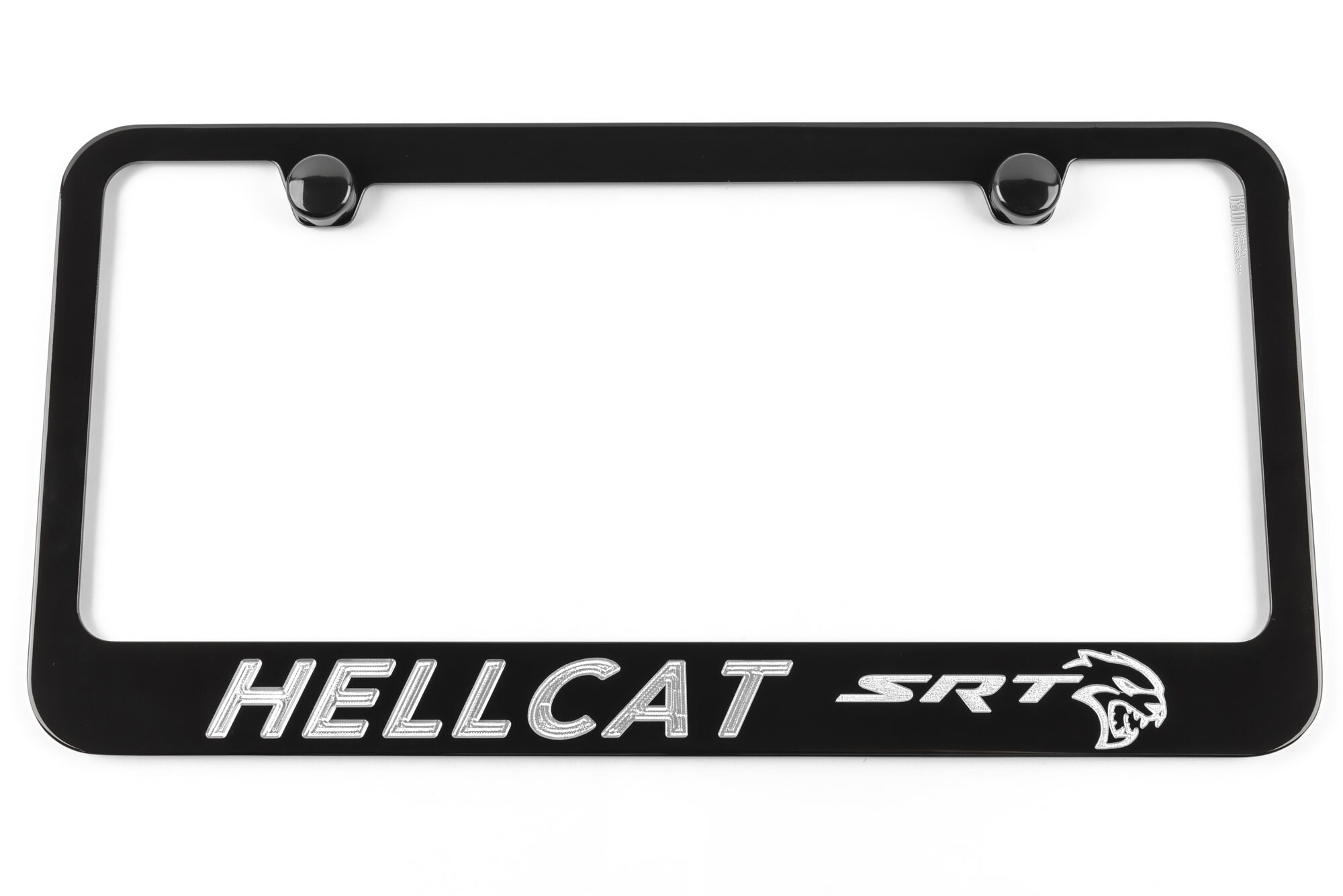 Dodge SRT Hellcat Logo and Emblem Silver Engraved License Plate Frame ...