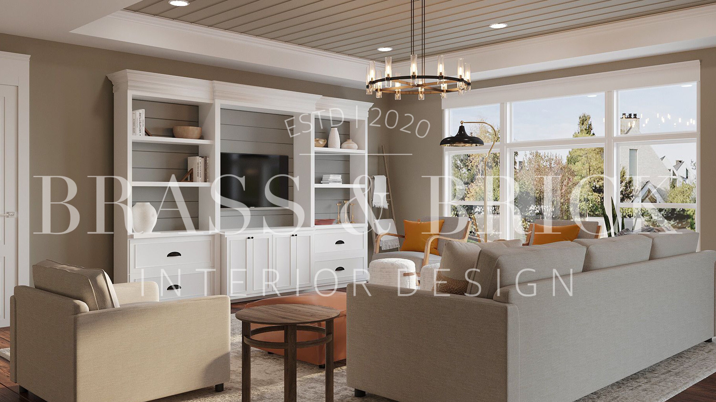 Transitional Living Room Zoom Background, Virtual Backdrop, Microsoft ...