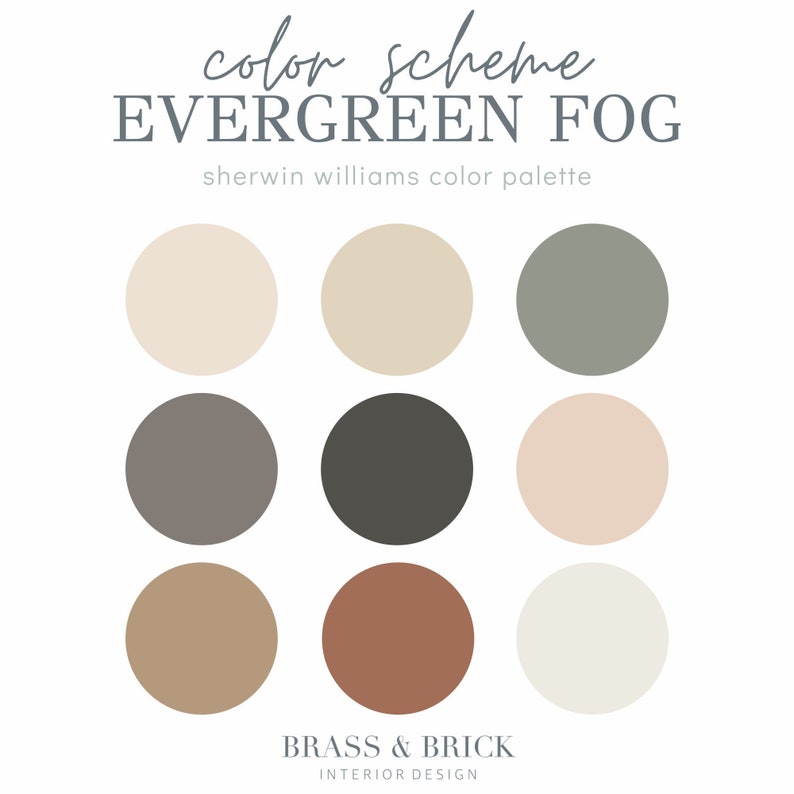 Evergreen Fog Color Palette, Color of the Year, Sherwin Williams Color ... Evergreen Fog Color Palette, Color of the Year, Sherwin Williams Color ...