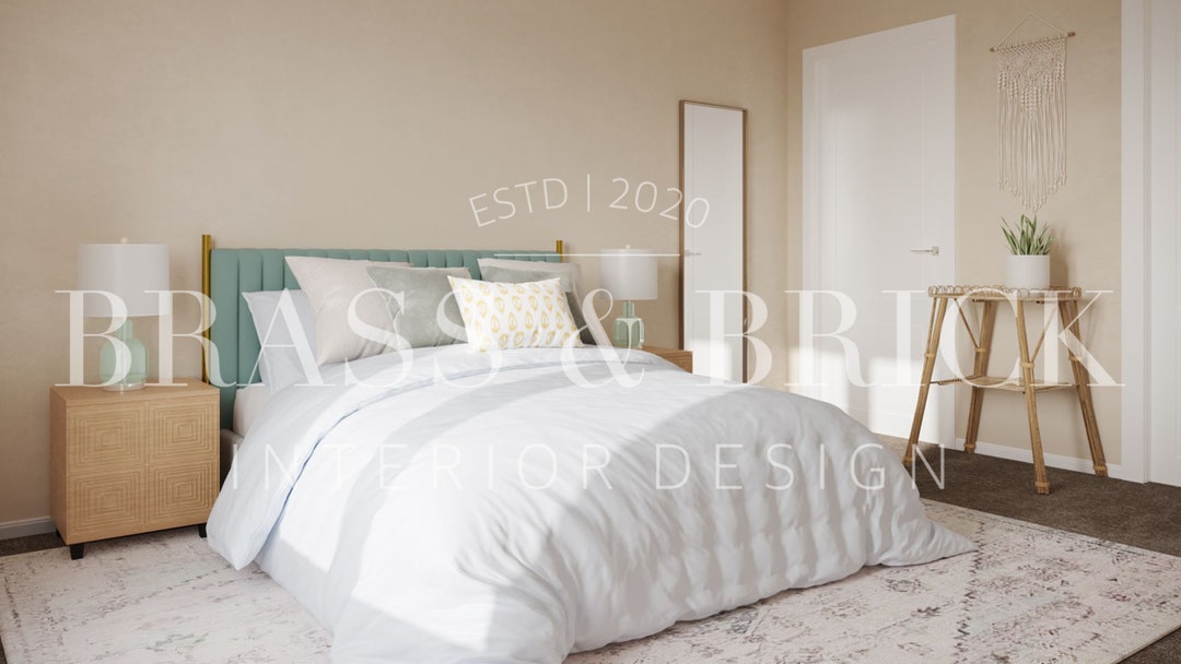 Feminine Boho Bedroom Zoom Background, Virtual Backdrop, Microsoft ...