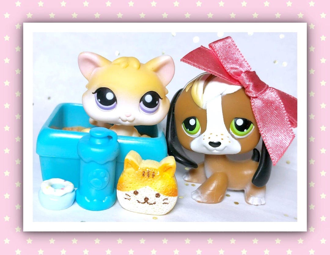 Authentic Littlest Pet Shop LPS 113 114 Pet Pairs Beagle Baby Kitten ...
