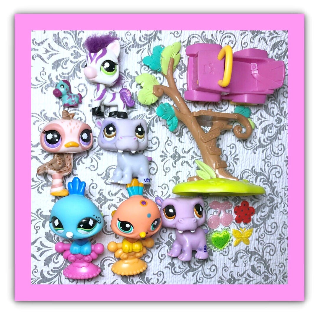 Authentic Littlest Pet Shop LPS Jungle Safari Lot Zebra 2470 Hippo ...