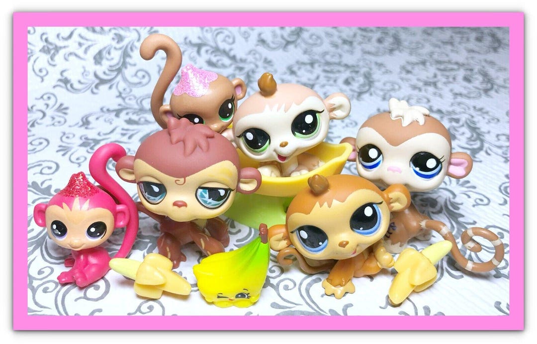 Authentic Littlest Pet Shop LPS 485 1450 1551 1553 Mom Baby MONKEY ...