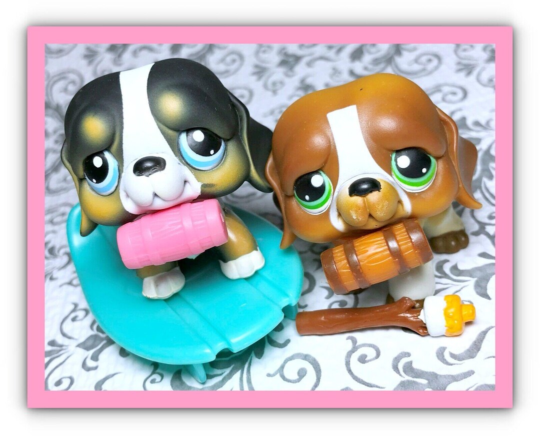 Authentic Littlest Pet Shop LPS 145 335 St. Saint Bernard Dog Set ...