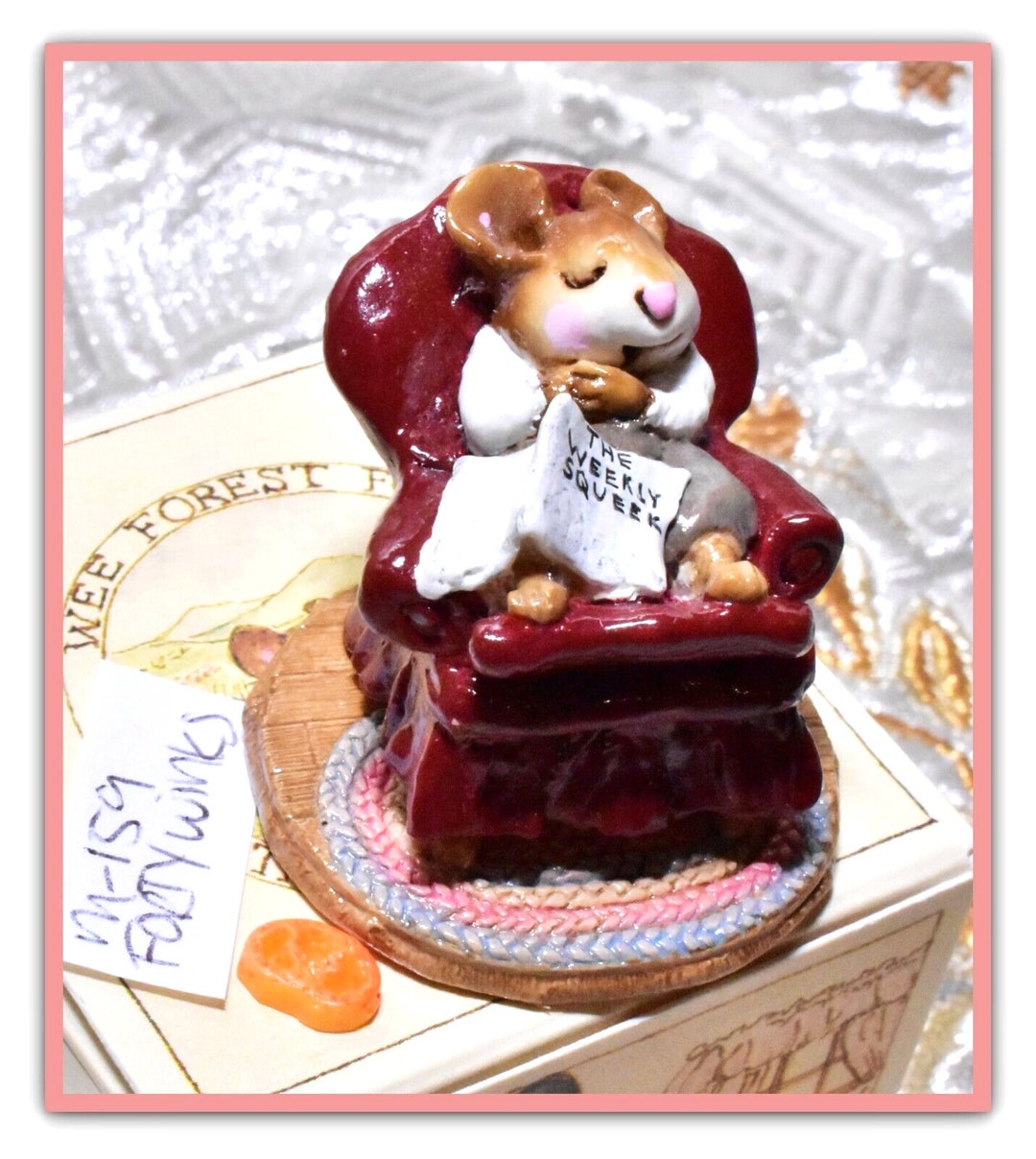 Wee Forest Folk M-159 Forty Winks Red Chair Mouse Reading Weekly Squeek ...