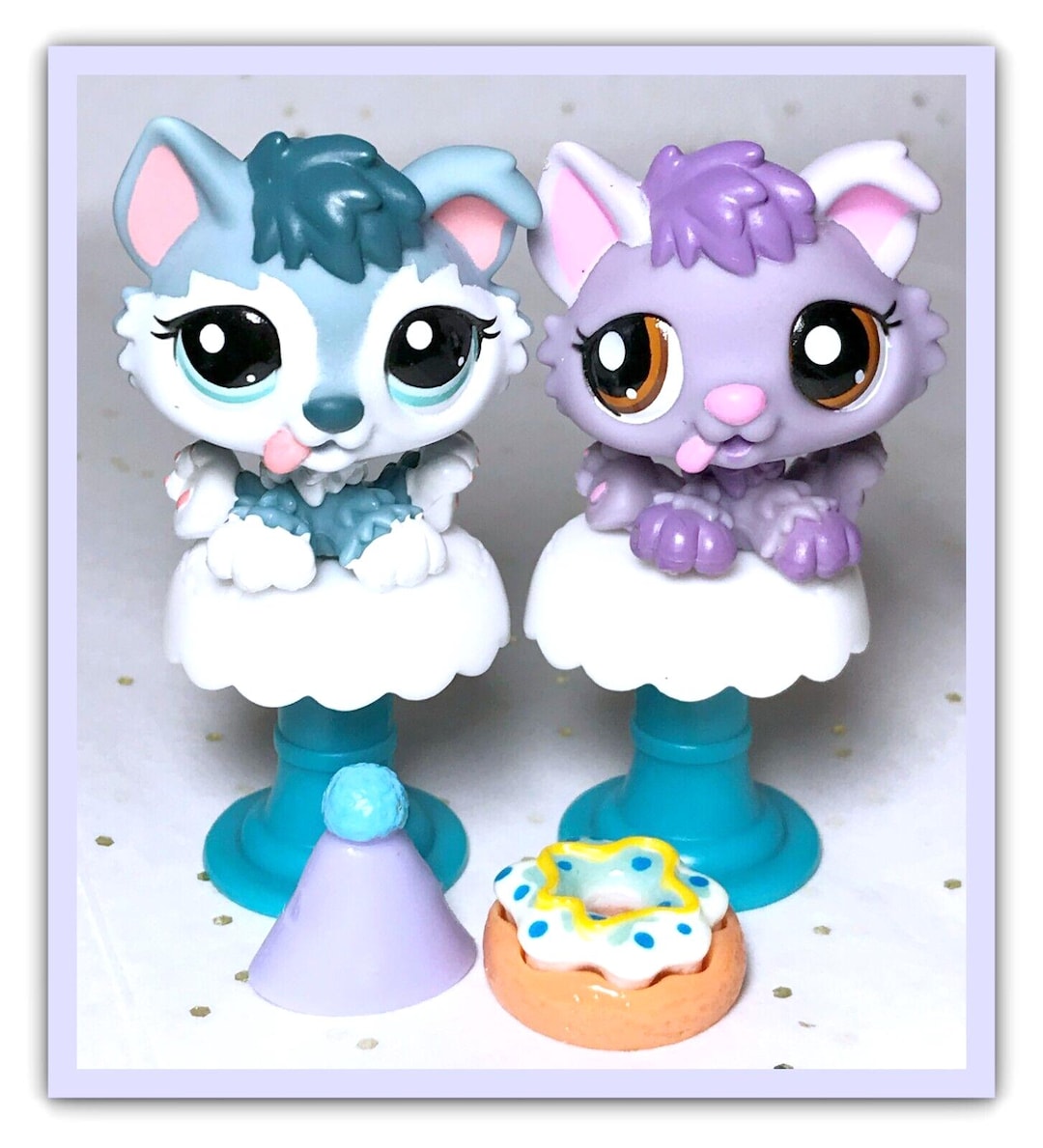 Authentic Littlest Pet Shop LPS 1752 2036 Purple Blue Baby Husky Puppy ...
