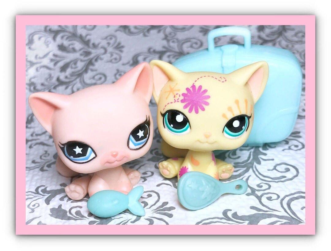 Authentic Littlest Pet Shop LPS 1231 959 Shorthair Sitting Cat Set Pink ...