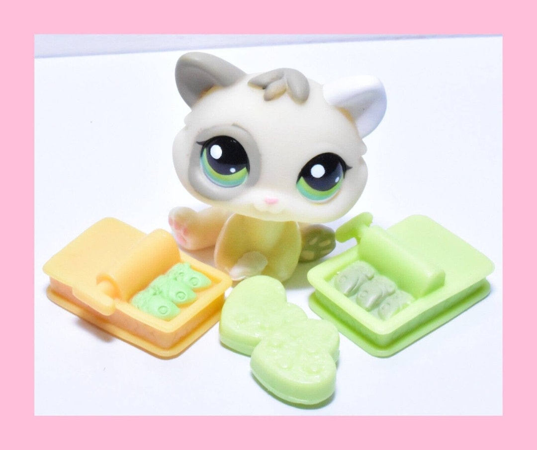 Authentic Littlest Pet Shop LPS 1074 Silver White Spotted Baby Kitten ...