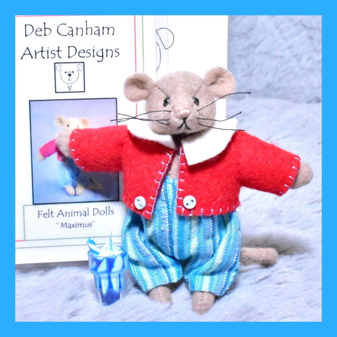 Deb Canham Artist Designs Felt Animal Dolls Mouse Maximus 110 - Etsy