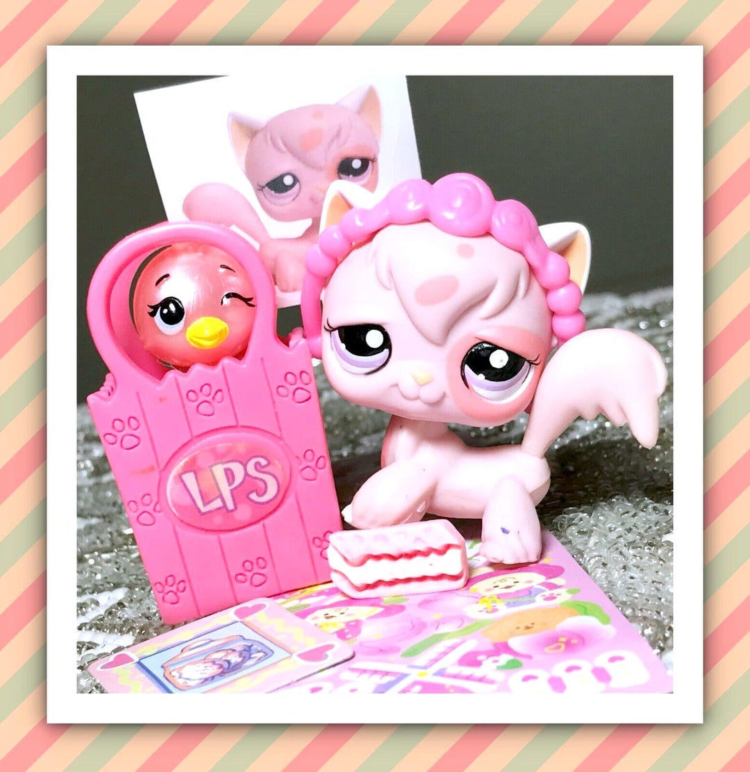 Authentic Littlest Pet Shop LPS 1726 Pink Peach Angora Longhair Cat ...