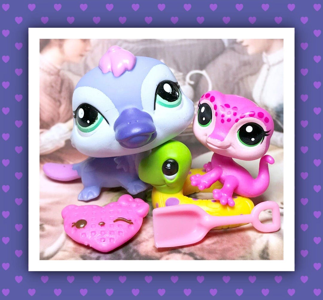 Authentic Littlest Pet Shop LPS 2528 Purple Pink Platypus Green Eye ...