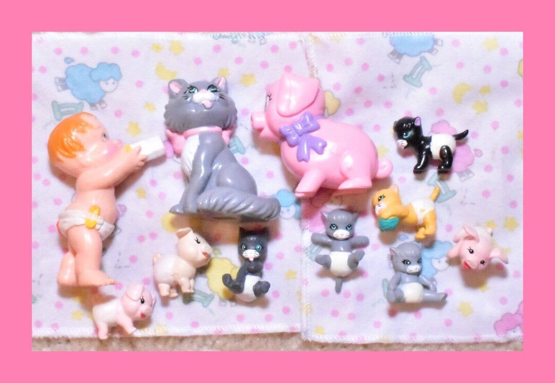 Lot of 11 Vintage MAGIC DIAPER Baby Cats Pigs Animals PVC Galoob 1990's ...