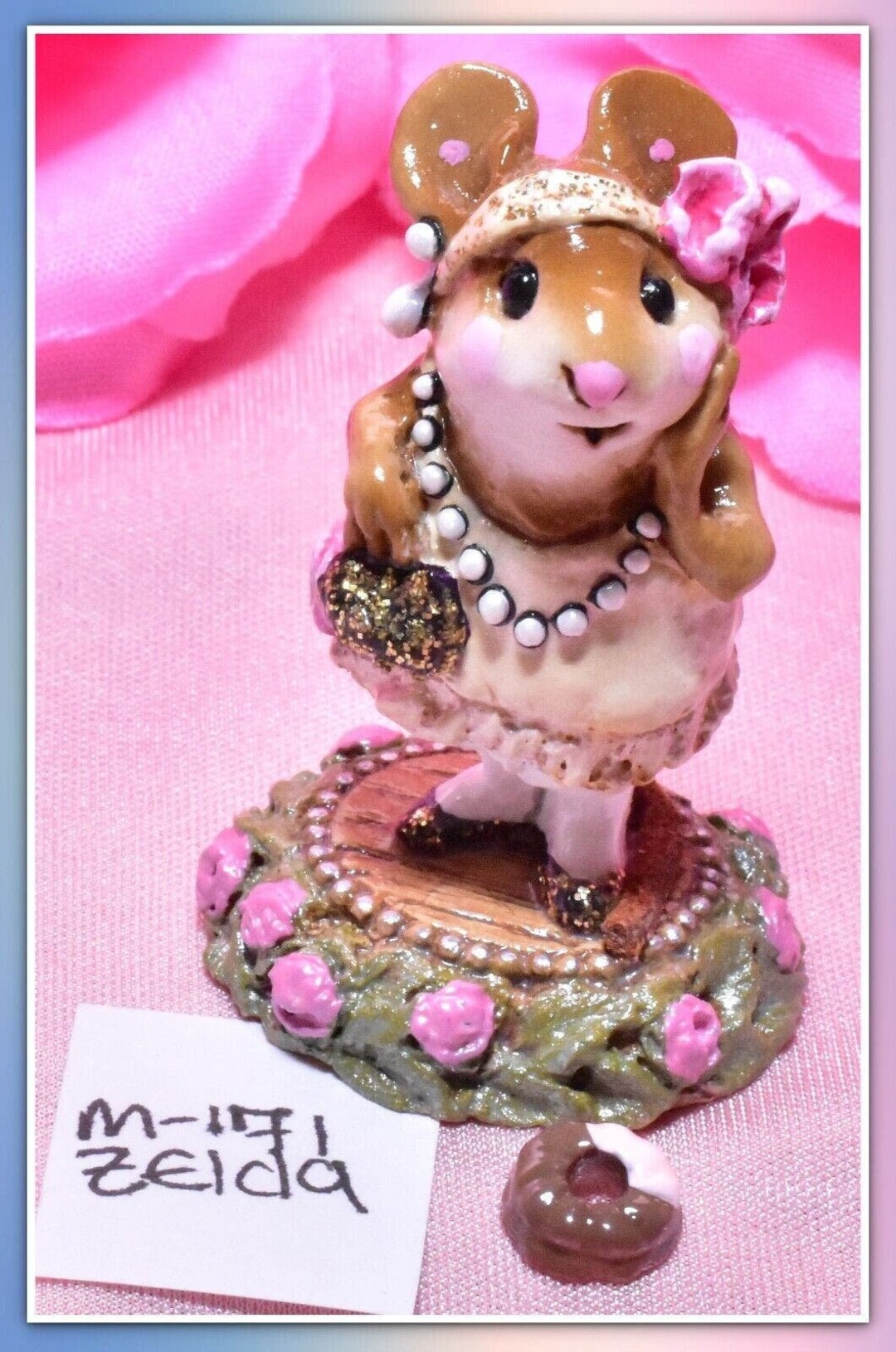 Wee Forest Folk M-171 Zelda Cream Glitter Gold Mouse Pink Rose Base ...