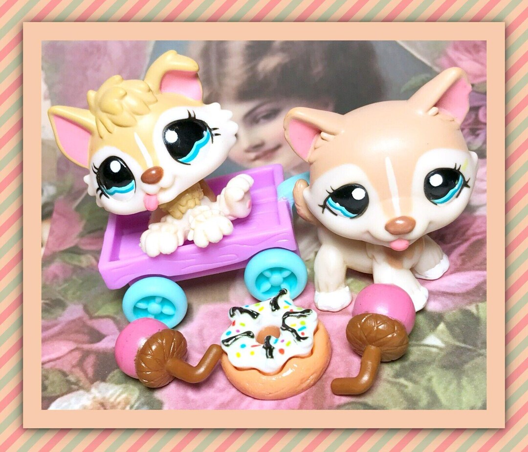 Authentic Littlest Pet Shop LPS 1012 1013 Husky Puppy Dog Mom Baby ...