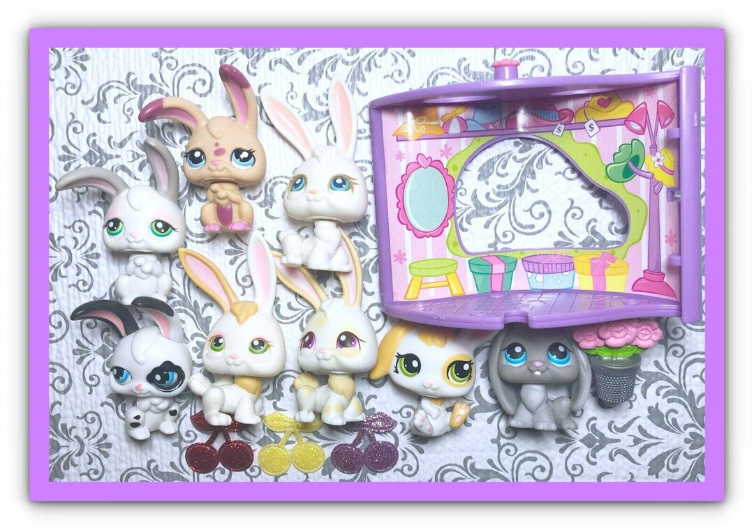 Authentic Littlest Pet Shop LPS Lot of 8 Different Bunny Rabbits Lop ...