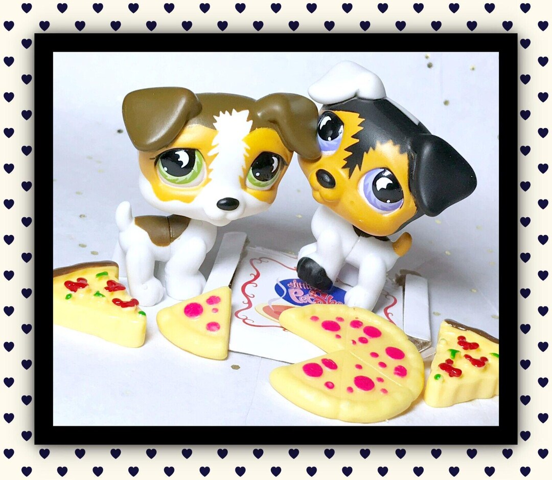 Authentic Littlest Pet Shop LPS 803 804 Jack Russell Dog Twins ...