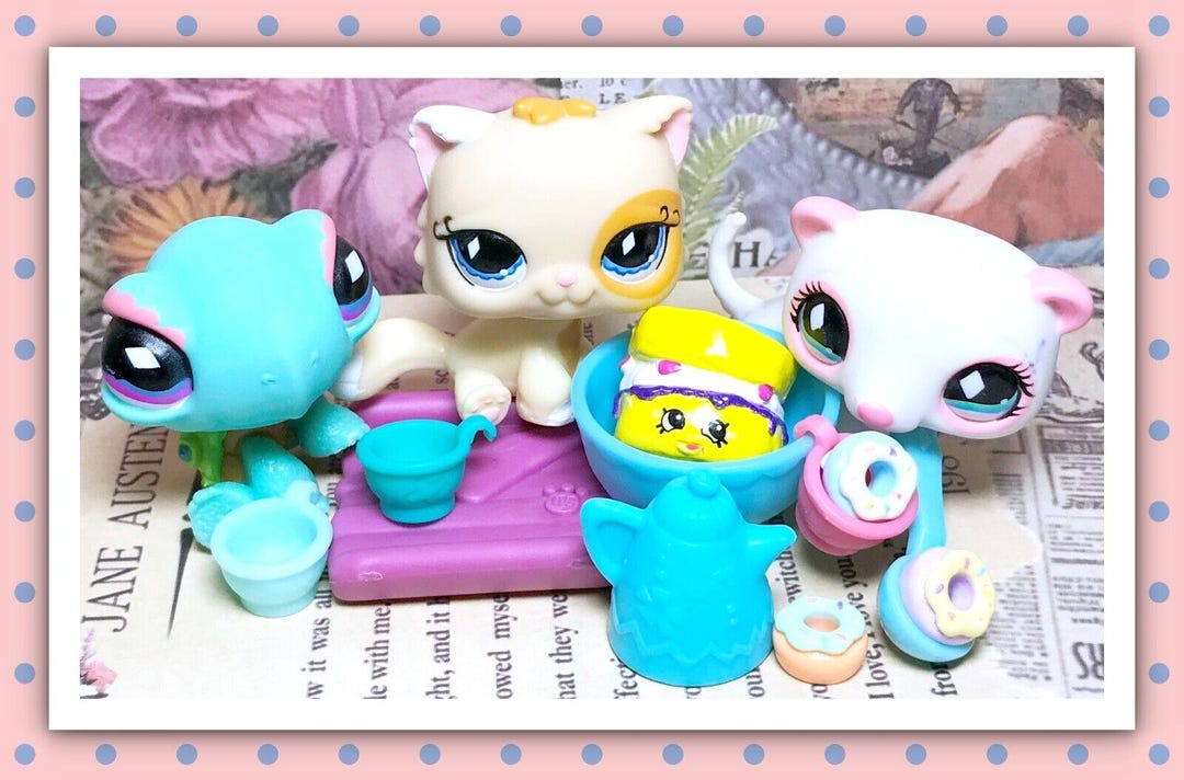 Authentic Littlest Pet Shop LPS 520 521 522 Birthday Celebration Ferret ...