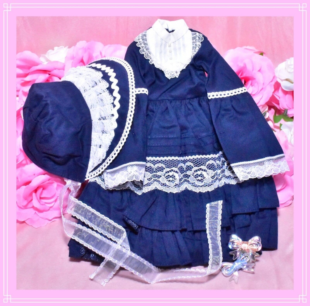 BJD 1/4 Volks Super Dollfie Dealer Made SDM MSD Blue Lace Dress Bonnet ...