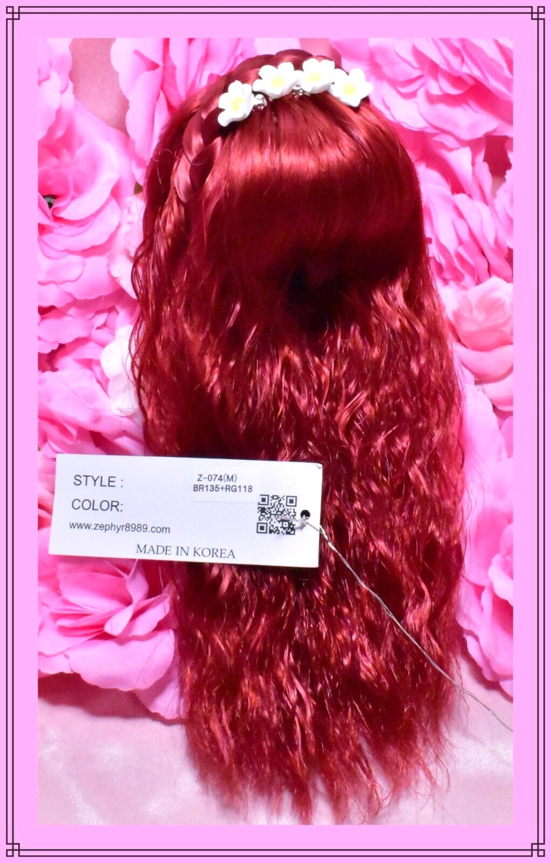 Zephyr 1/4 BJD 7.5 Doll Wig for MSD SDM Super Dollfie Wavy Red Crown Braid - Etsy