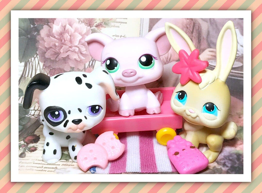 Authentic Littlest Pet Shop LPS 295 296 297 Tubes Dalmatian Dog Pig ...