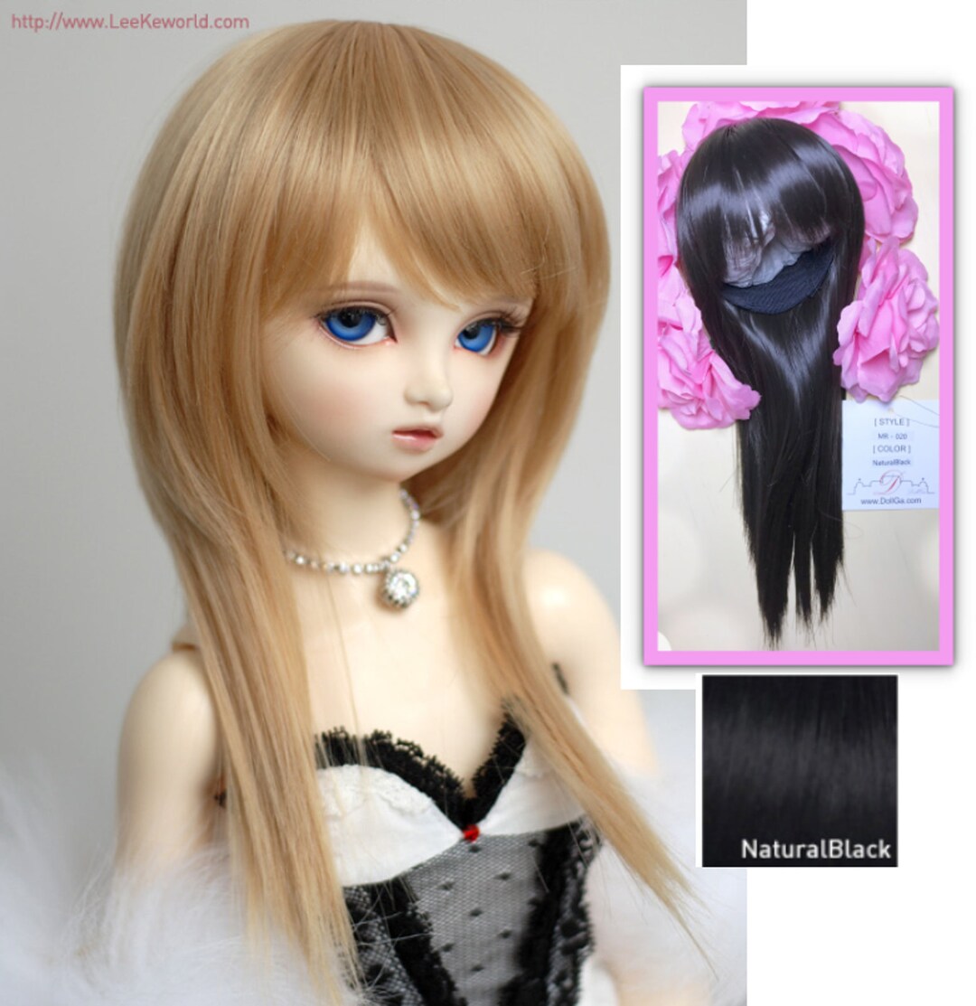 Leekeworld Leeke Dollga Natural Black 8/9 BJD DD SD Doll Wig Straight ...