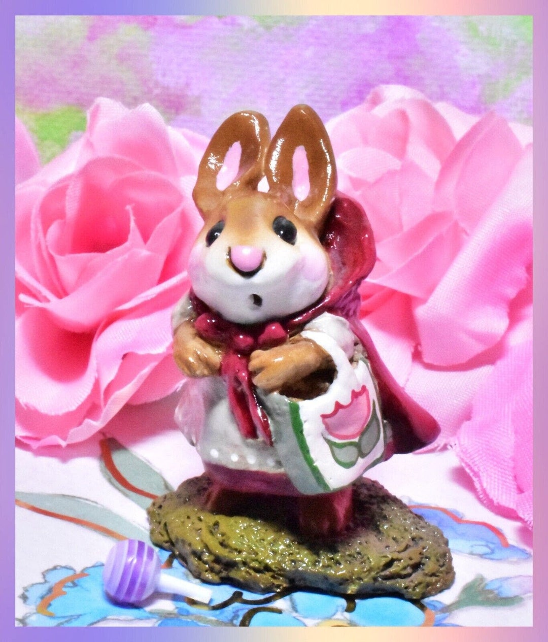 Wee Forest Folk B-13 Windy Day Bunny Rabbit Tulip Maroon Cape Retired ...
