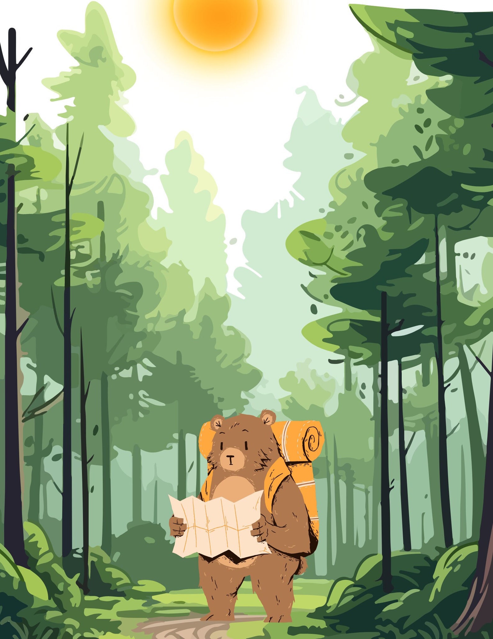 Exploring the Wilderness: Bear With Map - Etsy