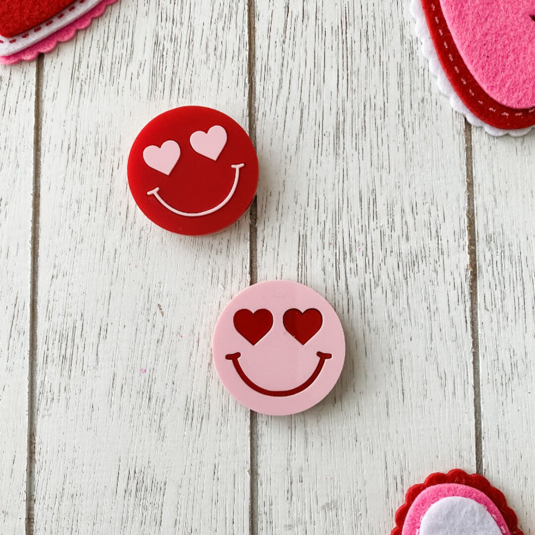 Heart Smiley Face Fridge Magnet (PACK OF 2) | Acrylic Smiley Face ...