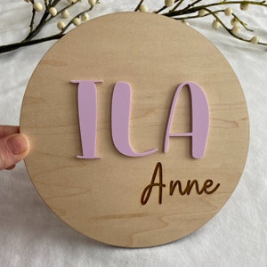Wooden Baby Name Sign Birth Announcement Name Round Custom Baby Name ...