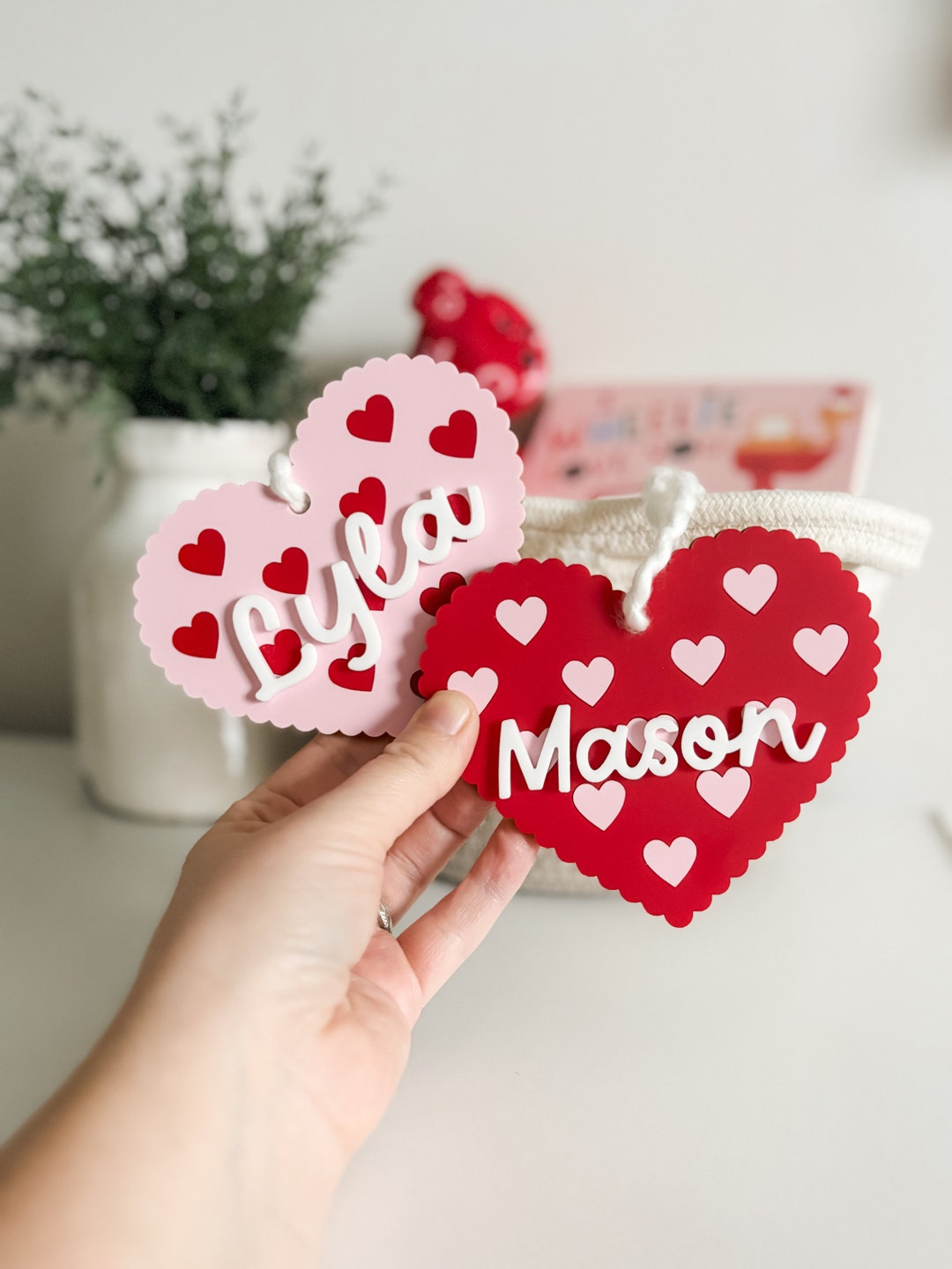 Valentines Day Heart Tags | Personalized Name Tag | Heart Tag ...