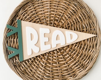 Read Wood Pennant Sign | Pennant Banner | Wood Pennant | Playroom Decor ...