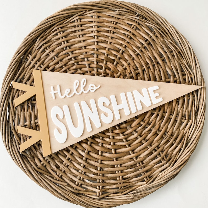 Hello Sunshine Pennant Sign Pennant Banner Wooden Pennant - Etsy