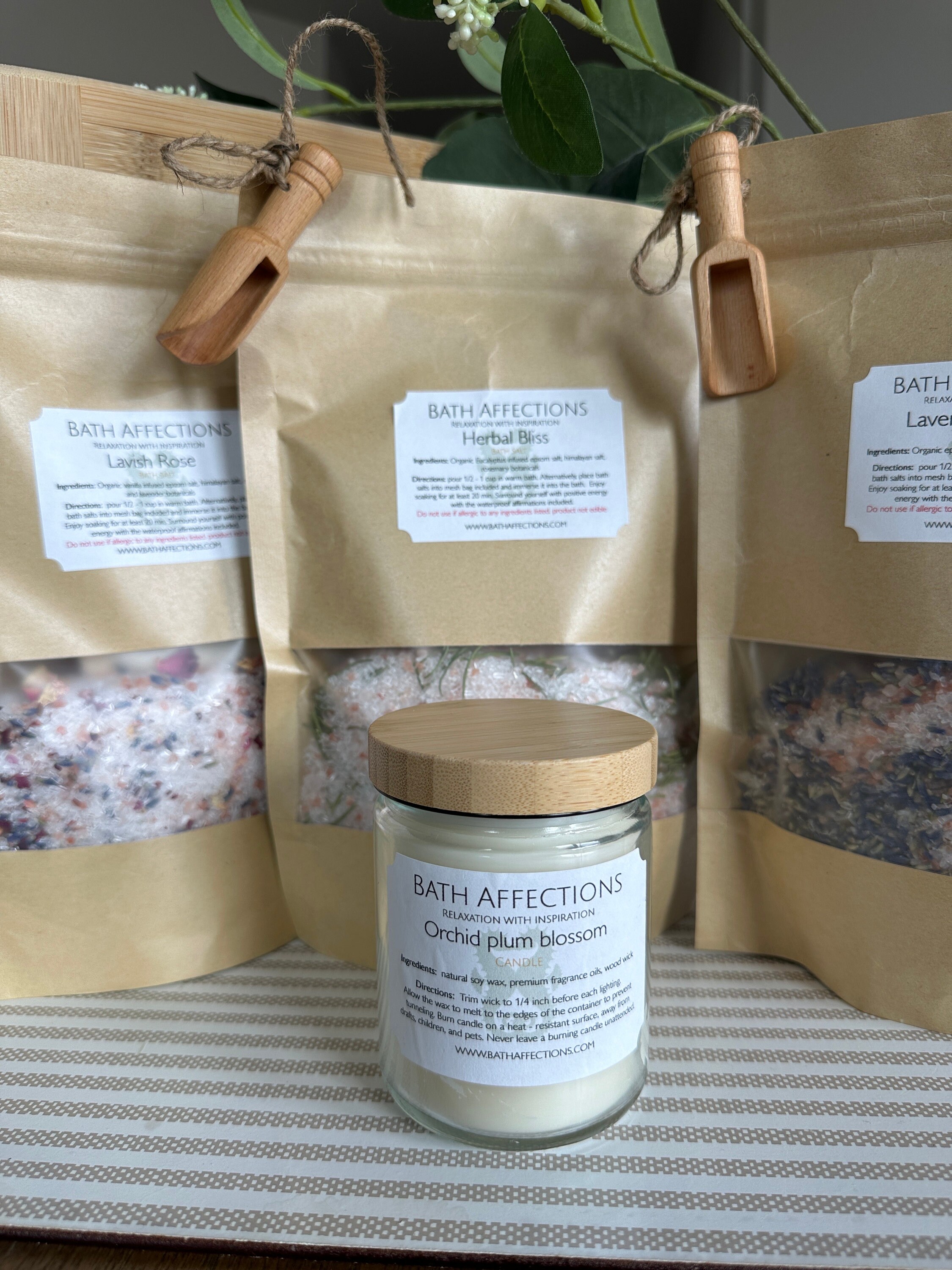Blissful Bath Time Duo, Candle & 1lb of Bath Salt With Waterproof ...