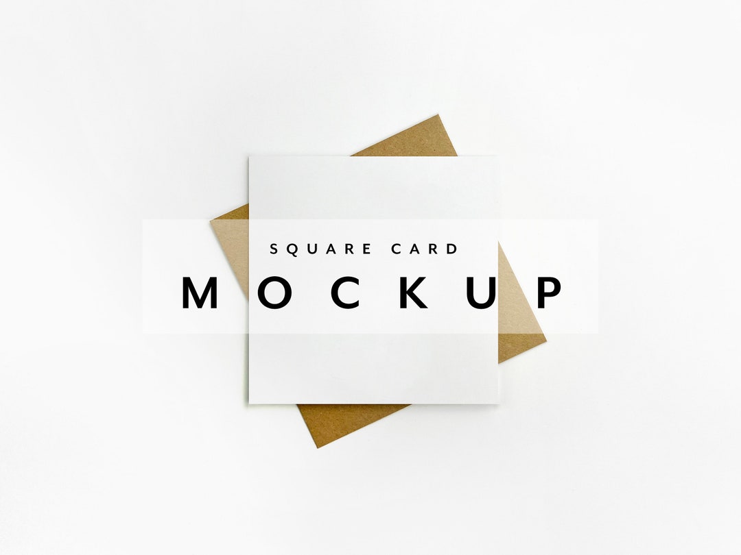 White Square Card on White Backdrop With Brown Kraft Envelope Simple ...