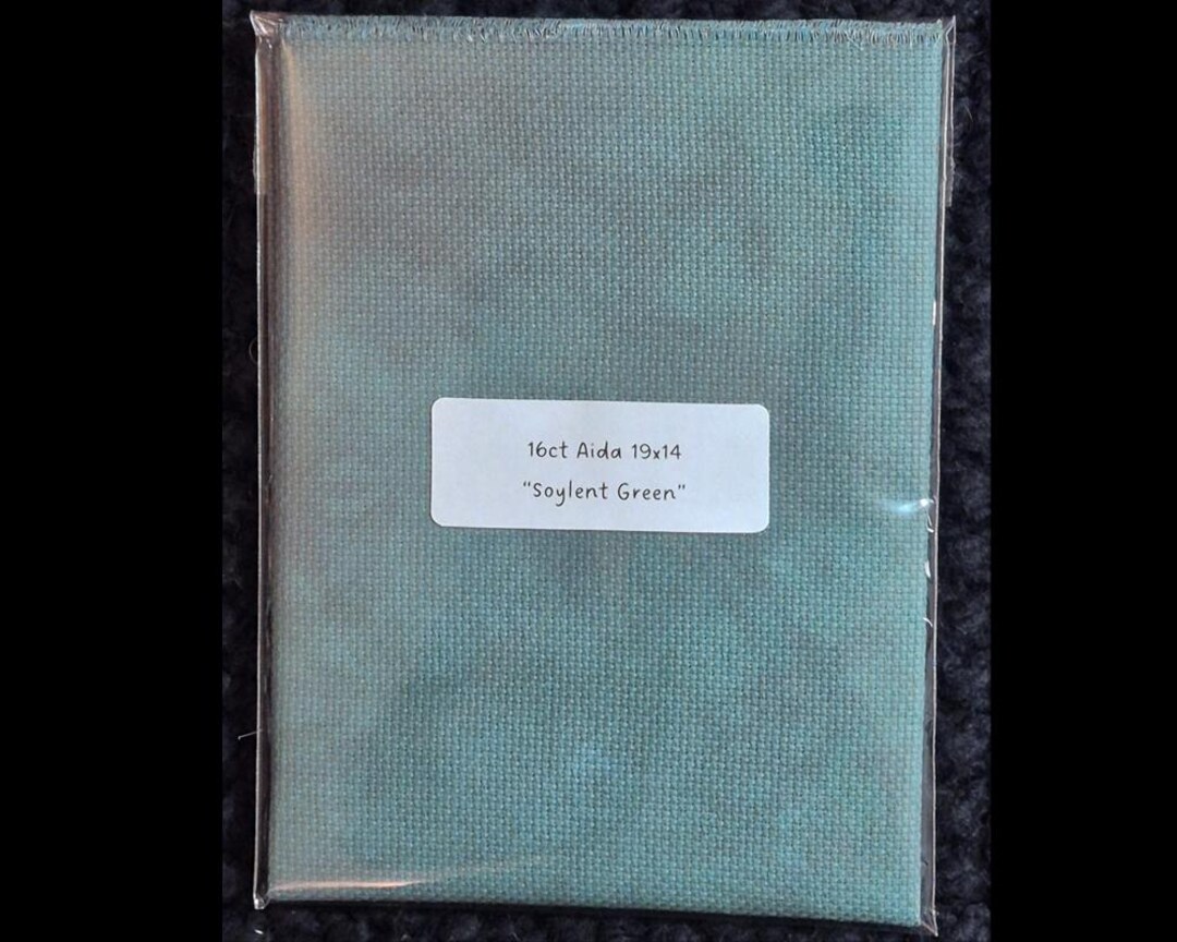 16 Count Aida Cloth: "soylent Green" Hand Dyed Cross Stitch Fabric ...