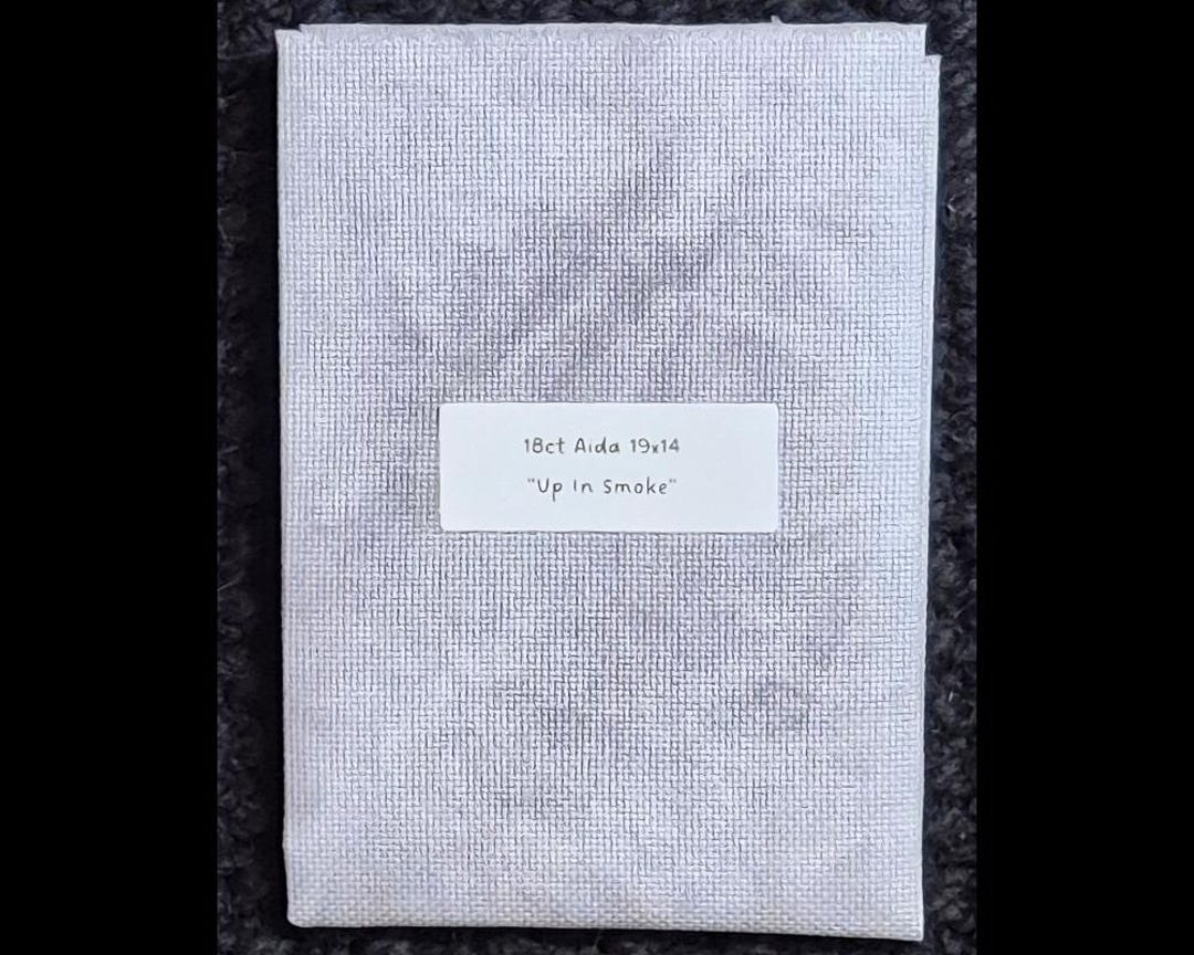 18 Count Aida Cloth: "up in Smoke" - Grey Hand Dyed Cross Stitch Fabric ...