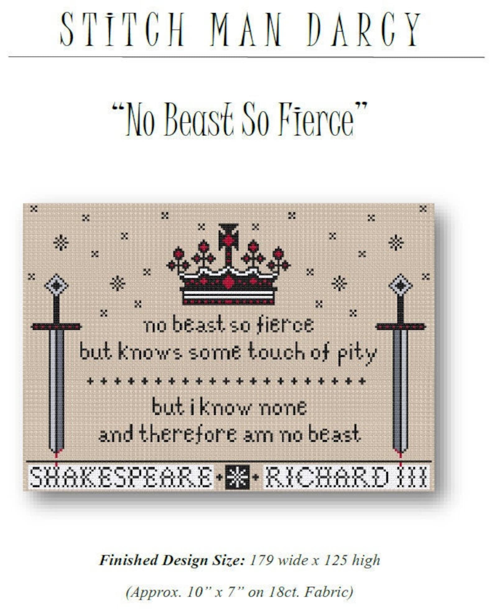 No Beast so Fierce Cross Stitch Pattern / Shakespeare Cross - Etsy ...