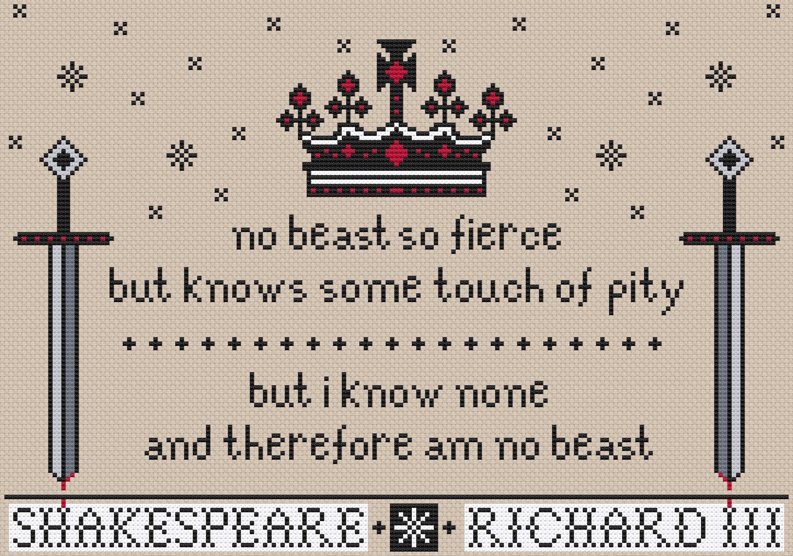 No Beast so Fierce Cross Stitch Pattern / Shakespeare Cross - Etsy ...