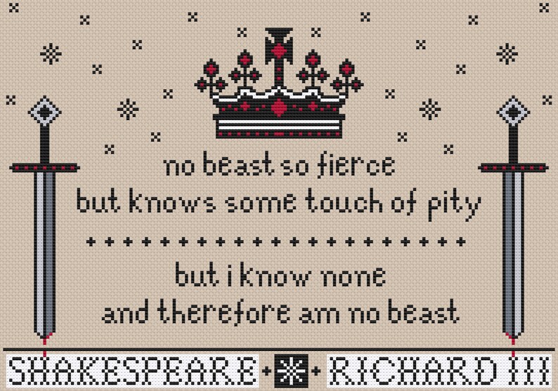 No Beast so Fierce Cross Stitch Pattern / Shakespeare Cross Stitch ...