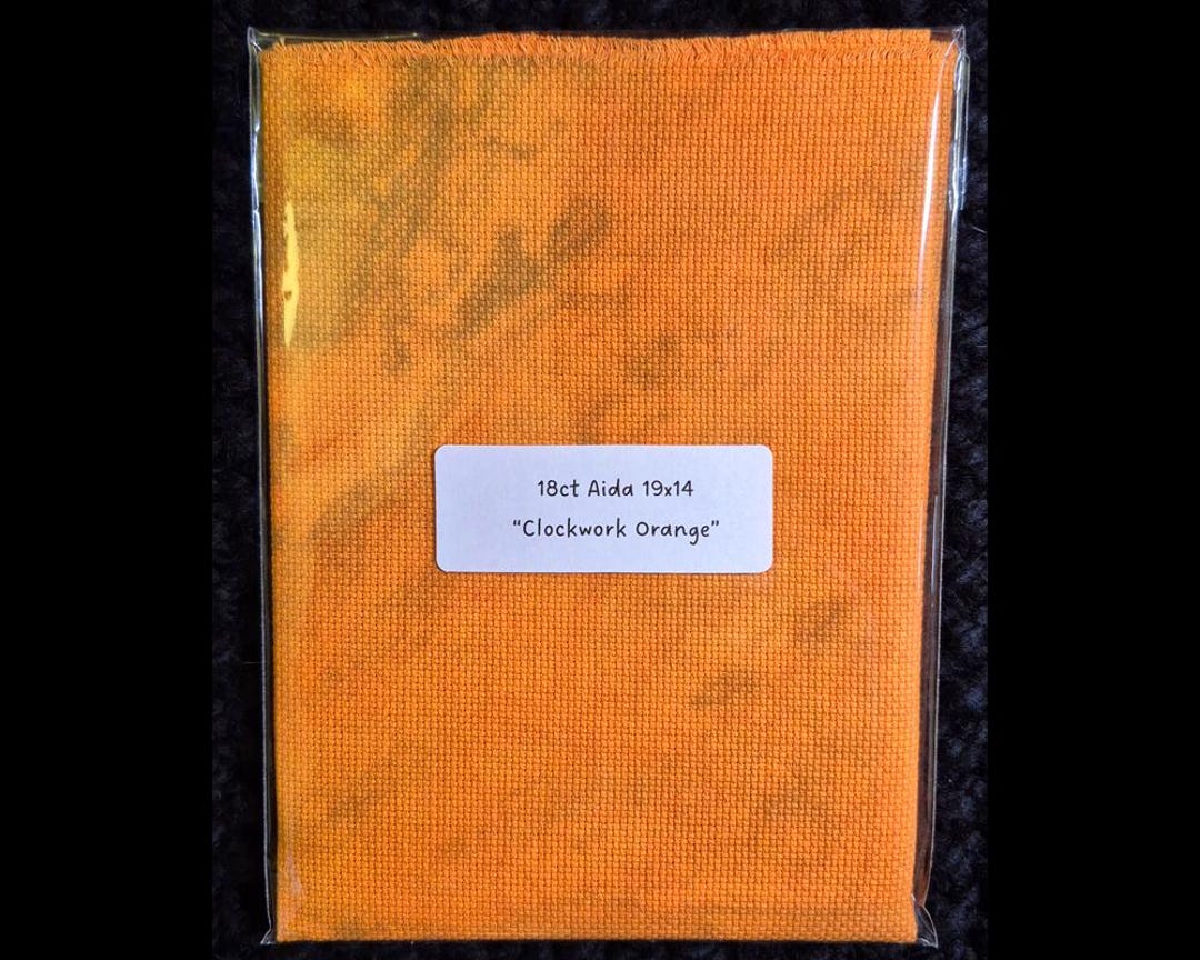 18 Count Aida Cloth: "clockwork Orange" Hand Dyed Cross Stitch Fabric ...