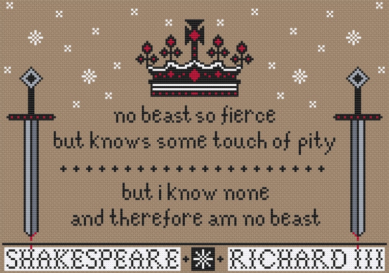 No Beast so Fierce - Cross Stitch Pattern / Shakespeare / Digital ...