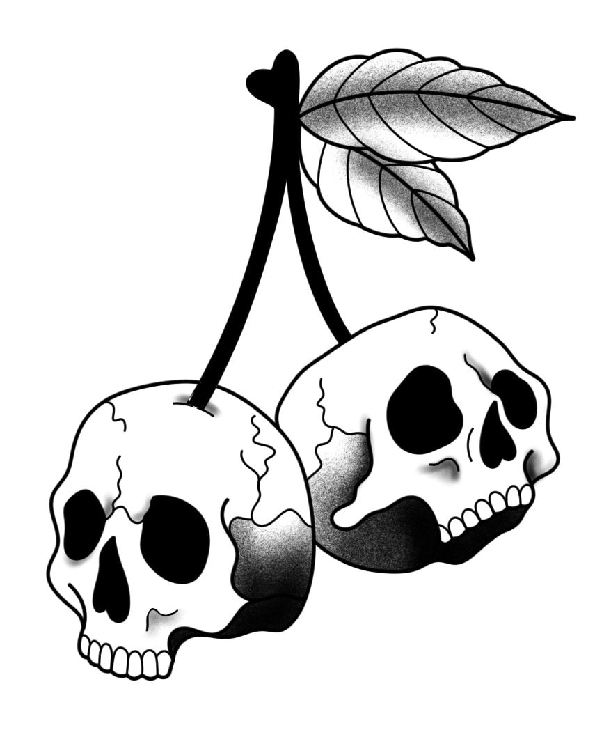 Cherry Skulls Cross Stitch Pattern / Skull Cross Stitch Pattern ...