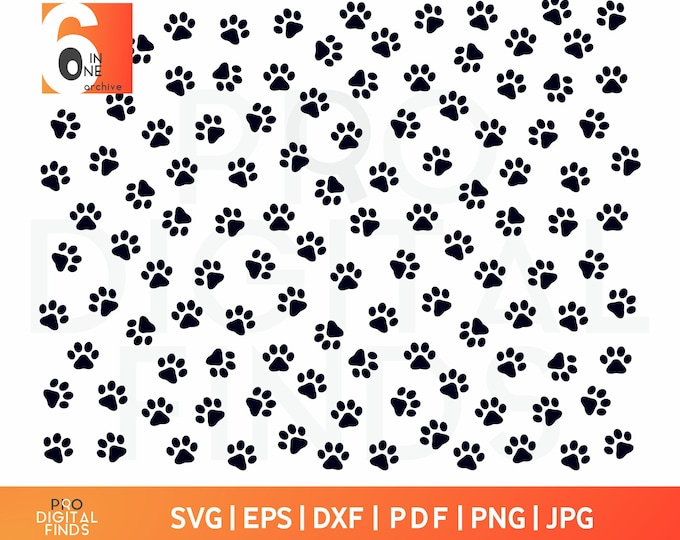 Paw Print Background SVG Digital Download Paw Print Frame SVG Instant ...