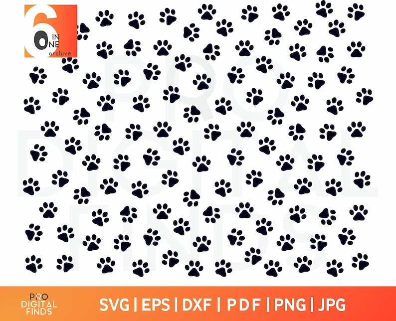 Paw Pattern Svg, Dog Paw Background, Cat Paw Svg, Pet Paw Svg ...