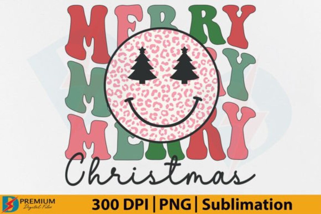 Merry Christmas Happy Smiley Face PNG - Instant Download - Etsy
