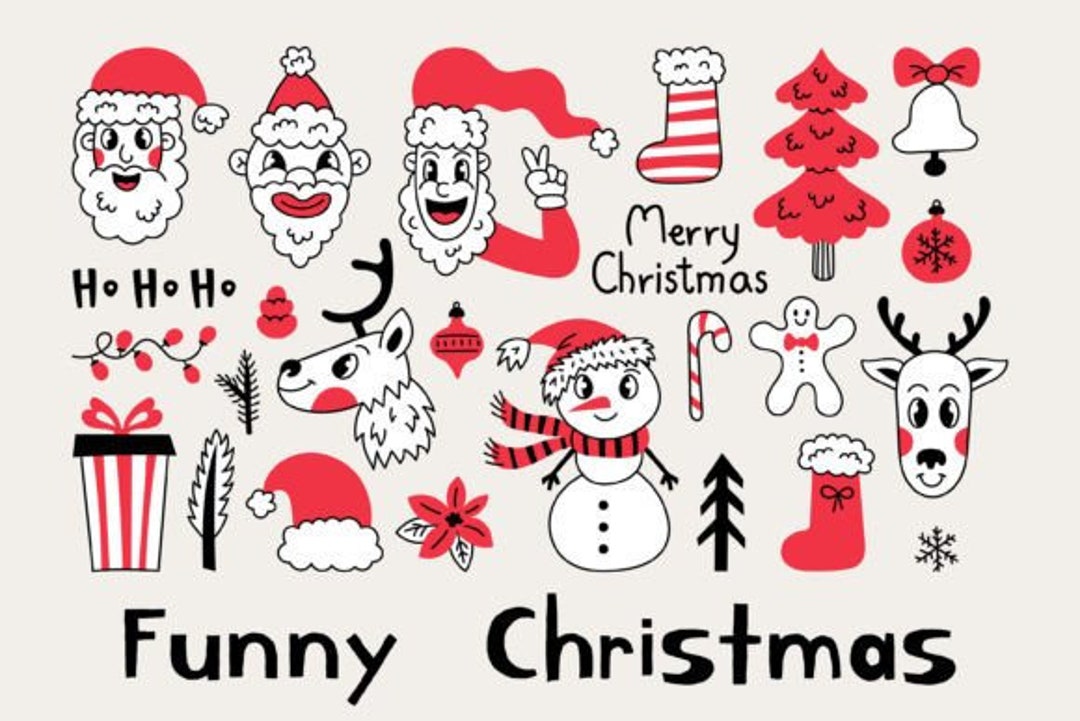 Funny Cute Christmas Clipart PNG - Instant Download - Etsy