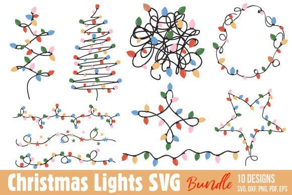 Christmas Lights SVG Bundle PNG Bulbs - Etsy
